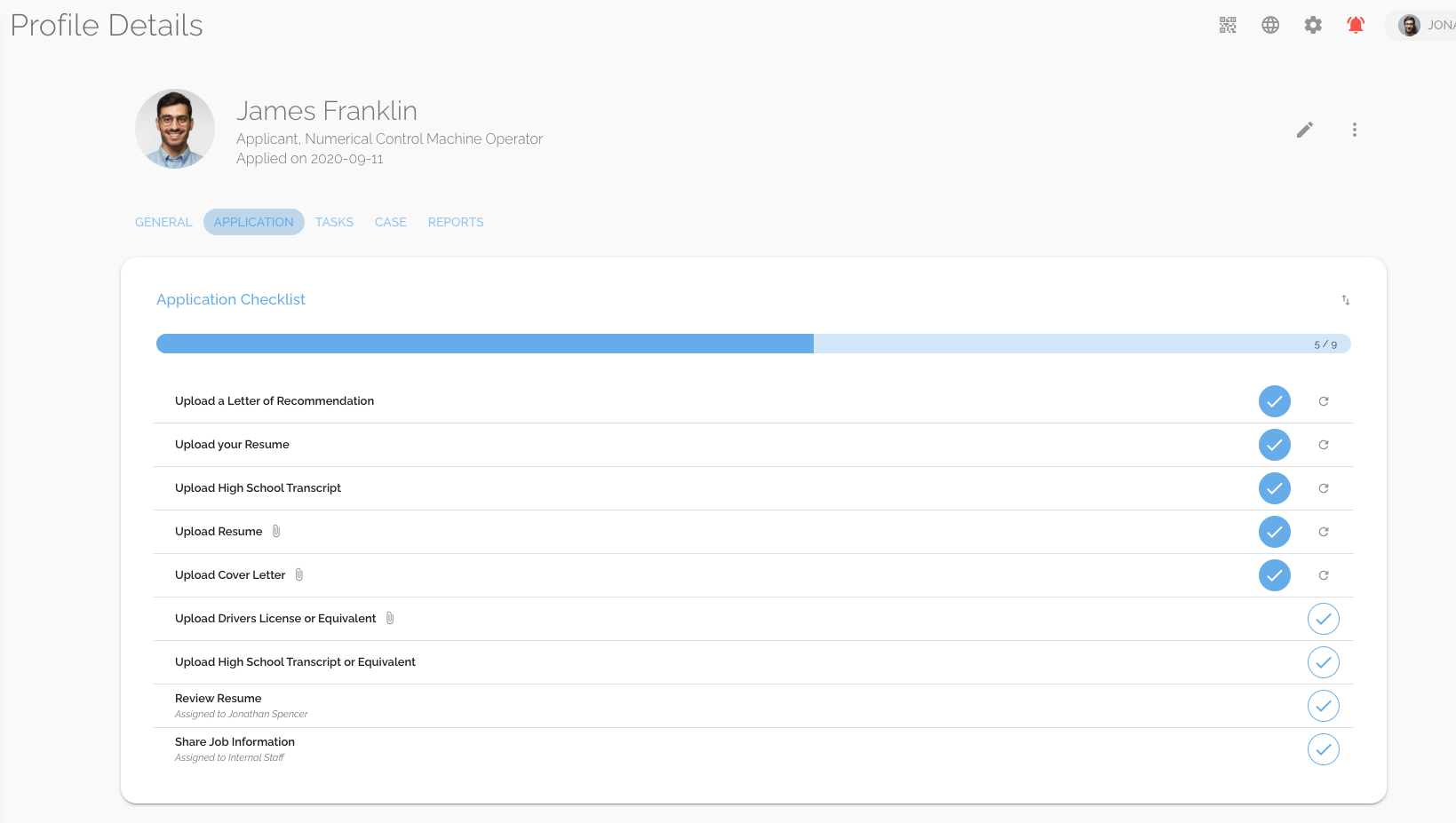 How to create an Applicant Checklist: Application